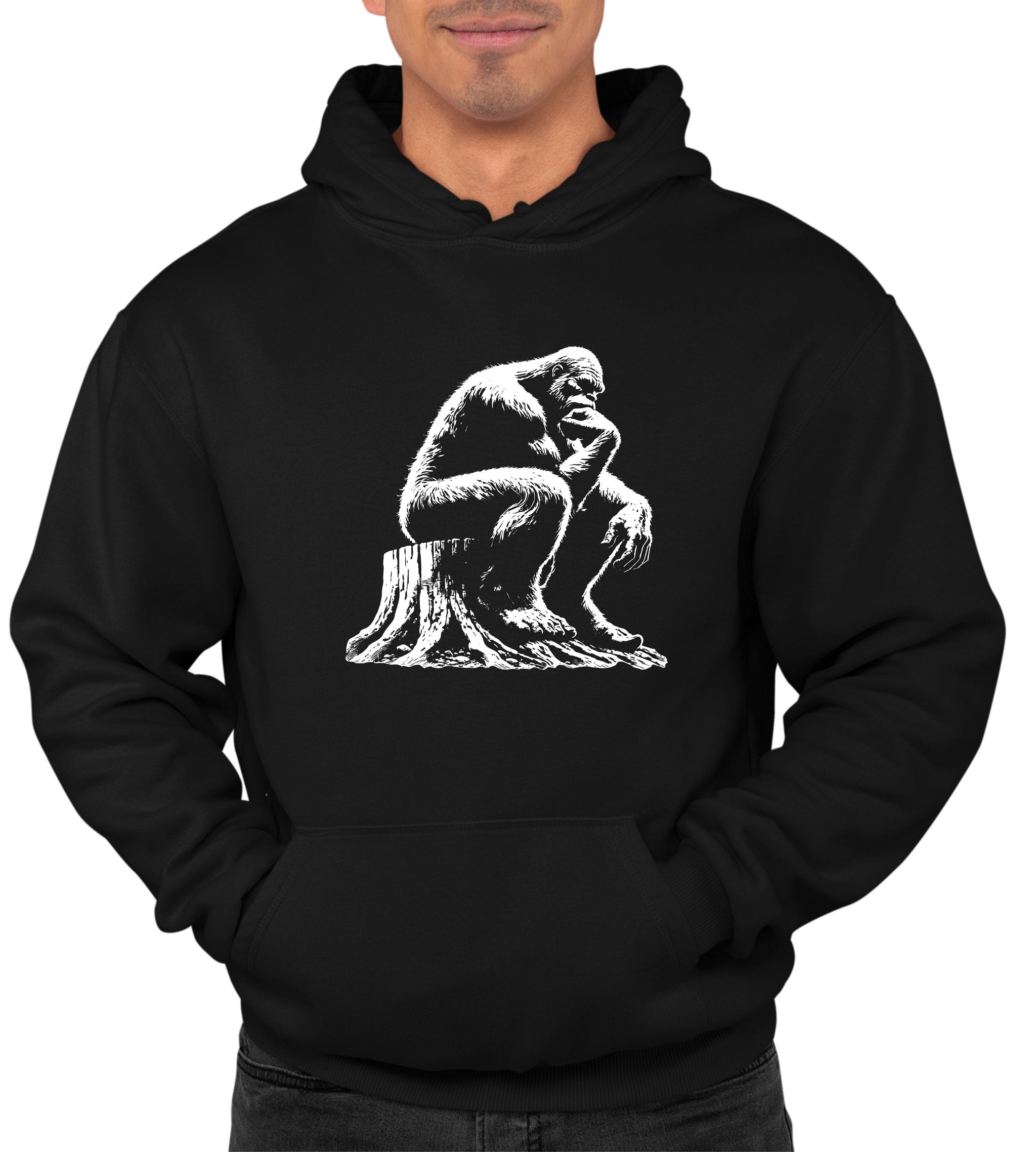 The Thinker Bigfoot Sasquatch On A Tree Stump Funny Unisex Sweatshirt