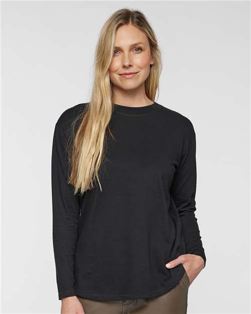 LAT 3508 Women's Fine Jersey Long Sleeve Tee With Custom ScreenPrint