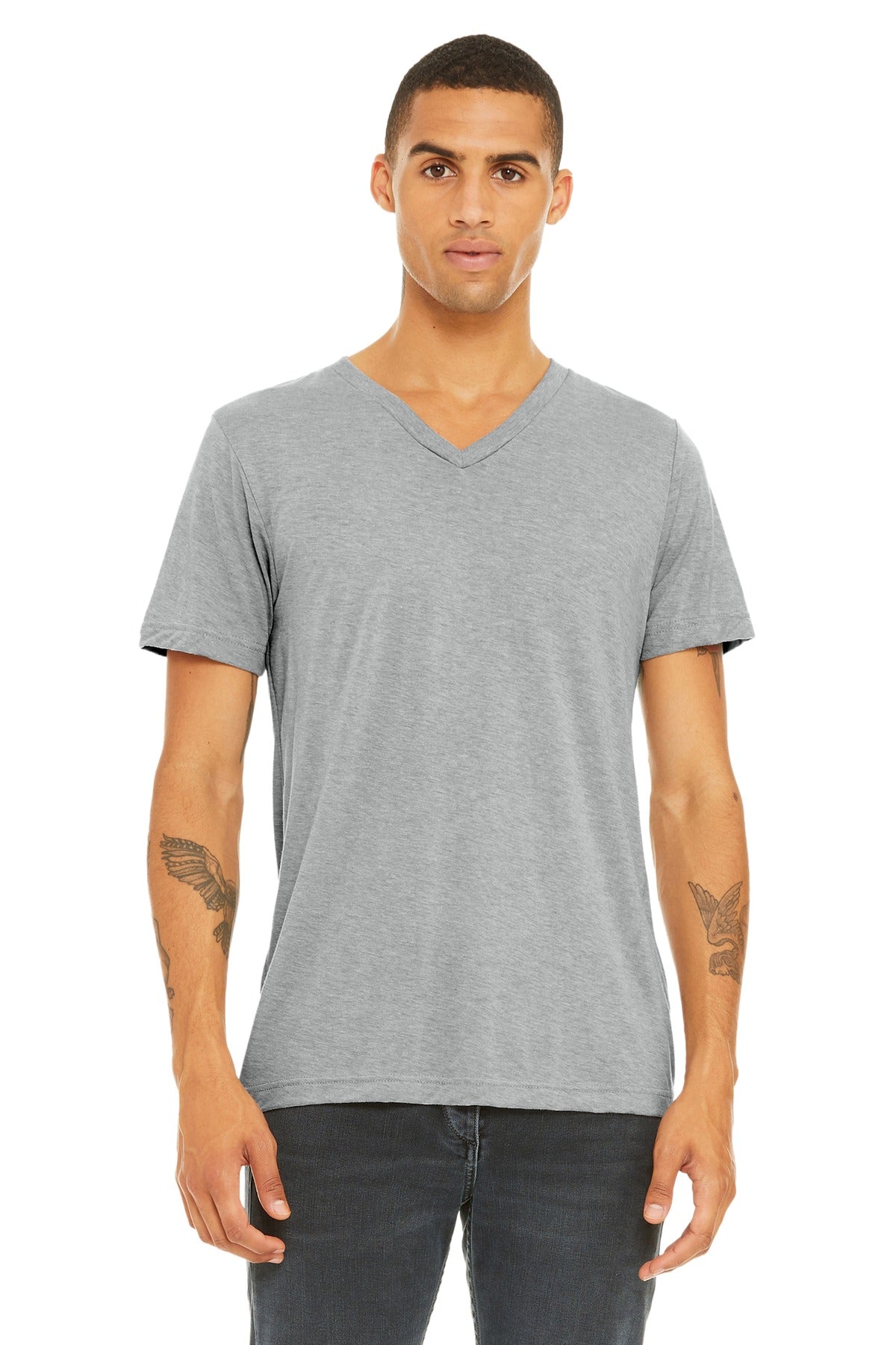 BELLA+CANVAS BC3415 Unisex Triblend Short Sleeve V-Neck Te With Custom