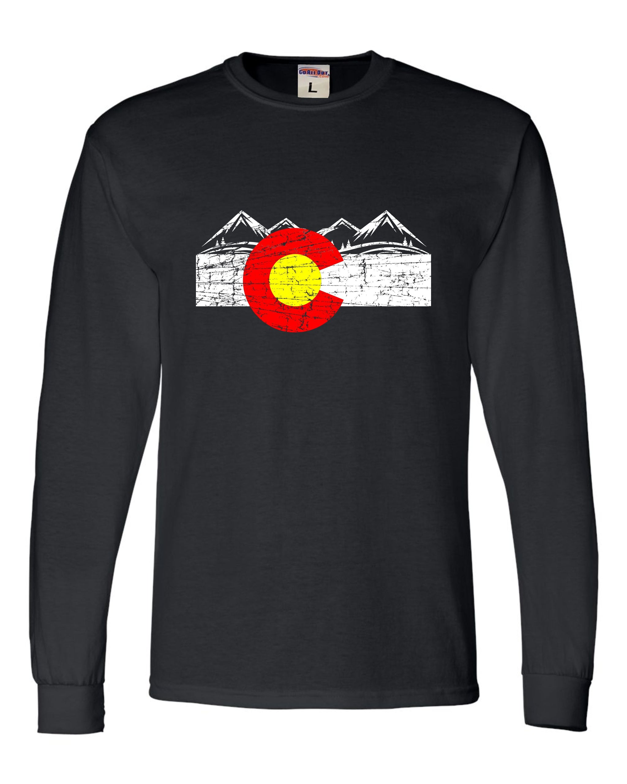Distressed Colorado Flag Rocky Mountains Unisex Long Sleeve T-Shirt