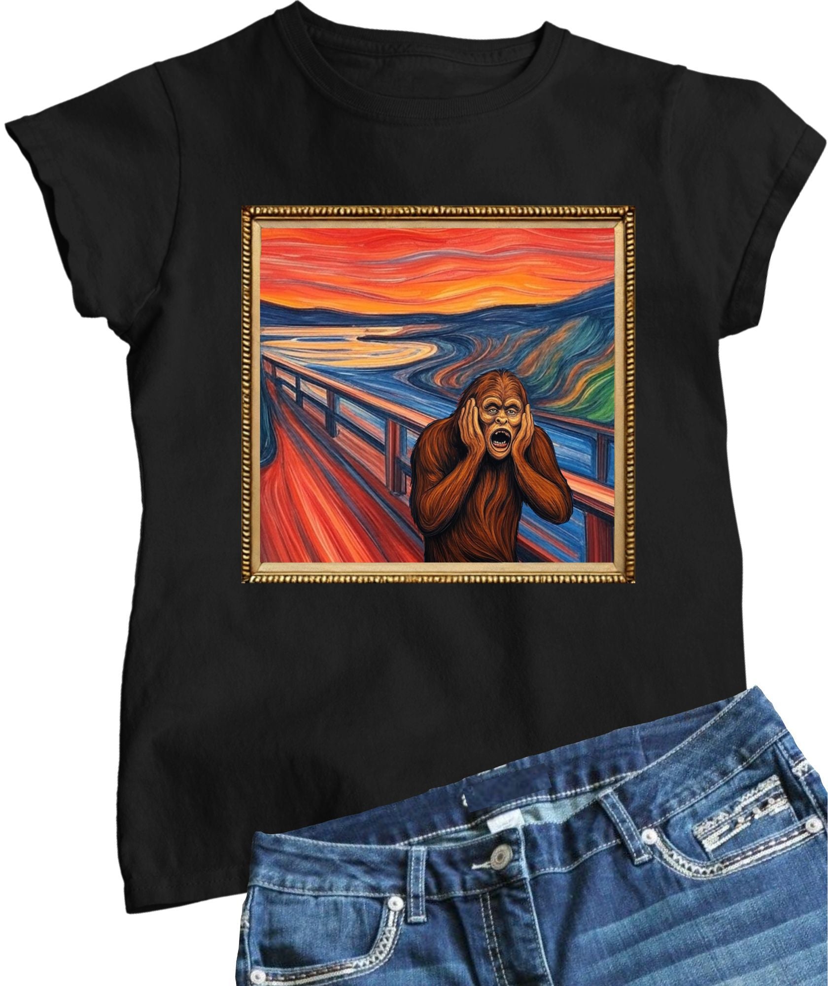 Bigfoot The Scream - The Lost Original Funny Sasquatch Womens T-Shirt