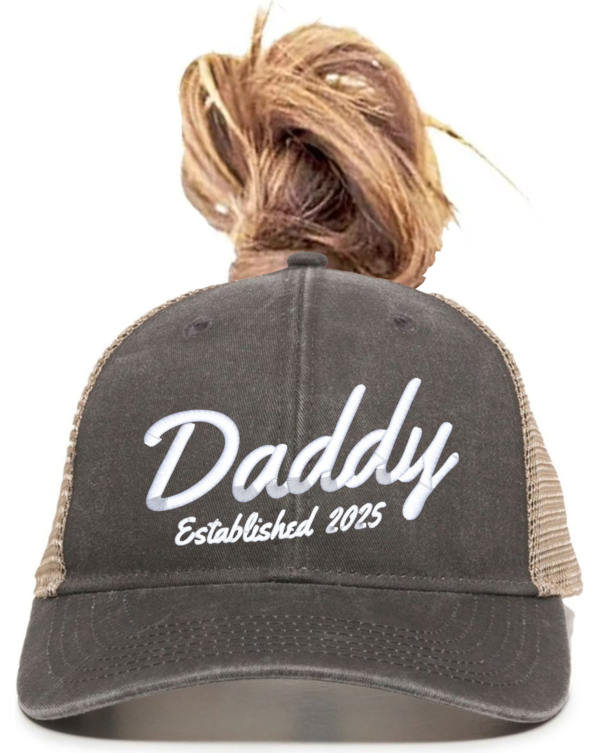 Daddy 2025 New Dad Gift Idea Ponytail Mesh Back Cap
