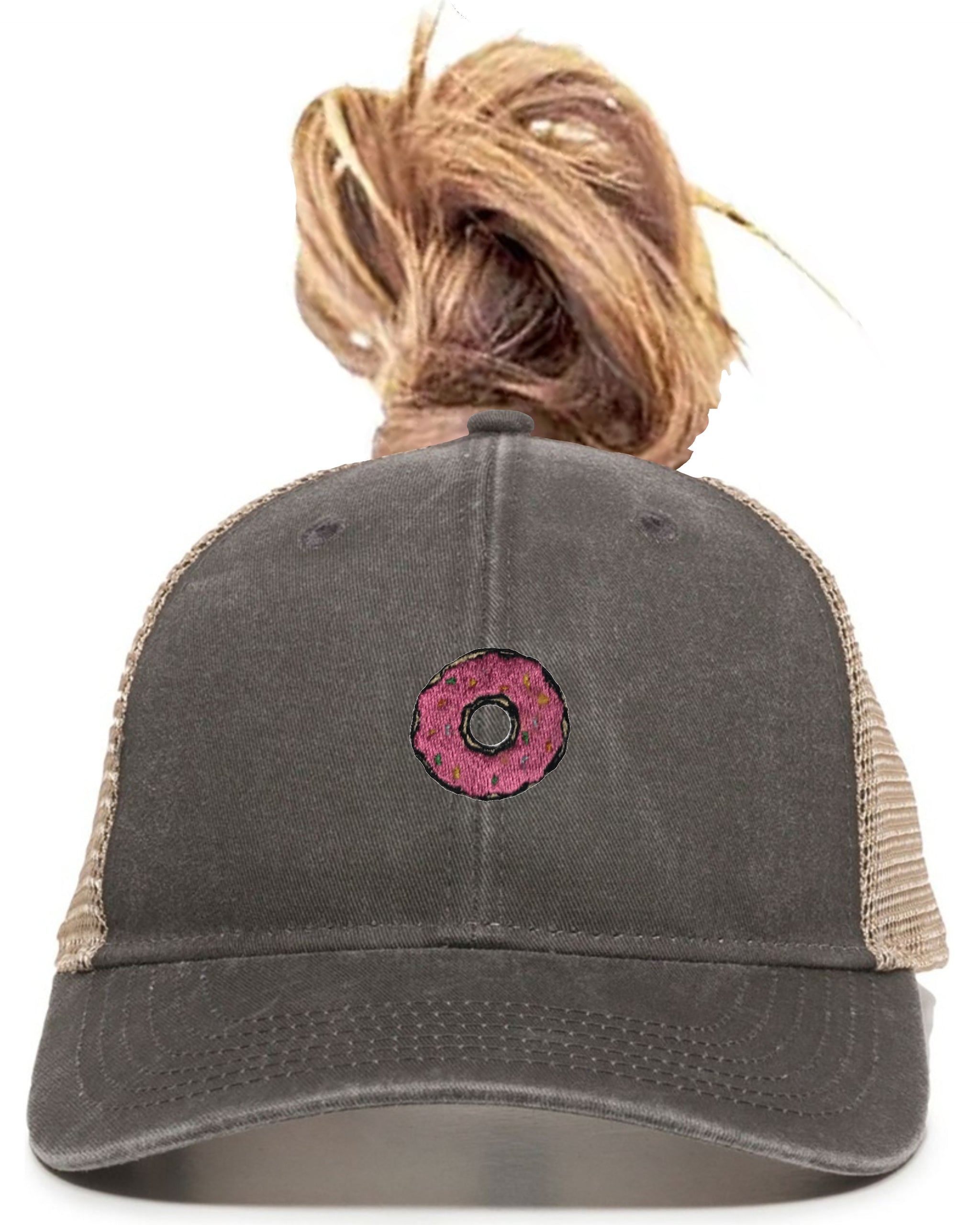 Donut Doughnut Ponytail Mesh Back Cap