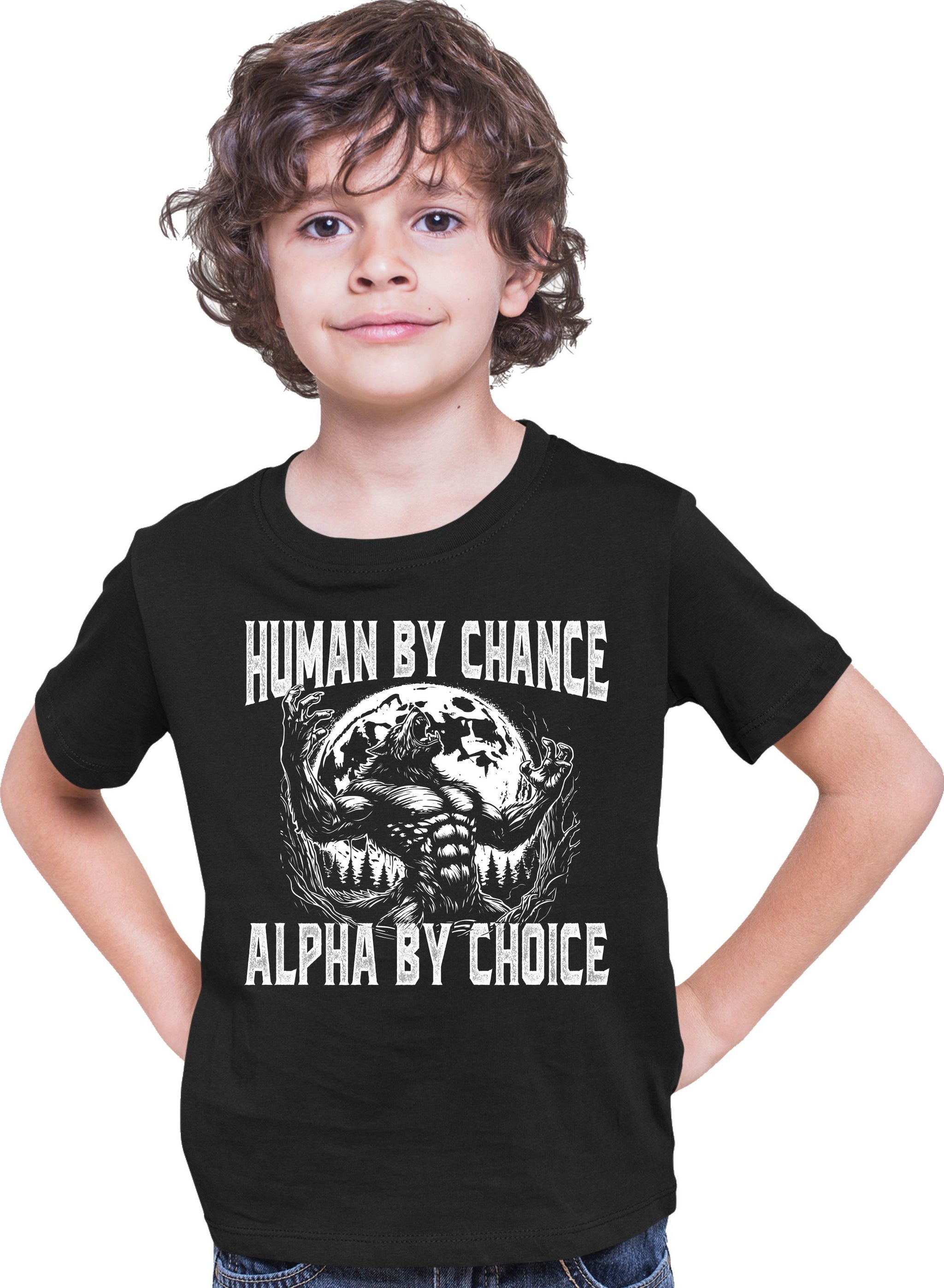 Human By Chance Alpha By Choice Graphic Novelty Tee Alpha Wolf Youth T