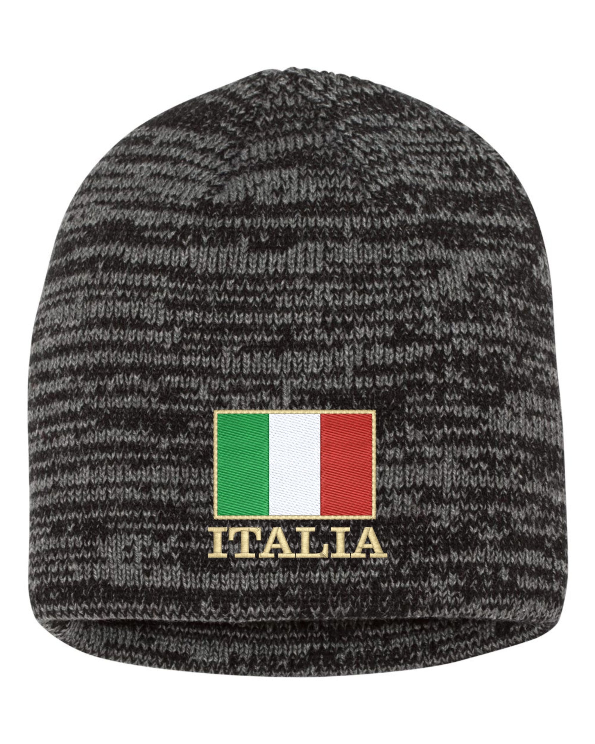 Italia Flag Italy Italian Pride Embroidered Knit Beanie Cap