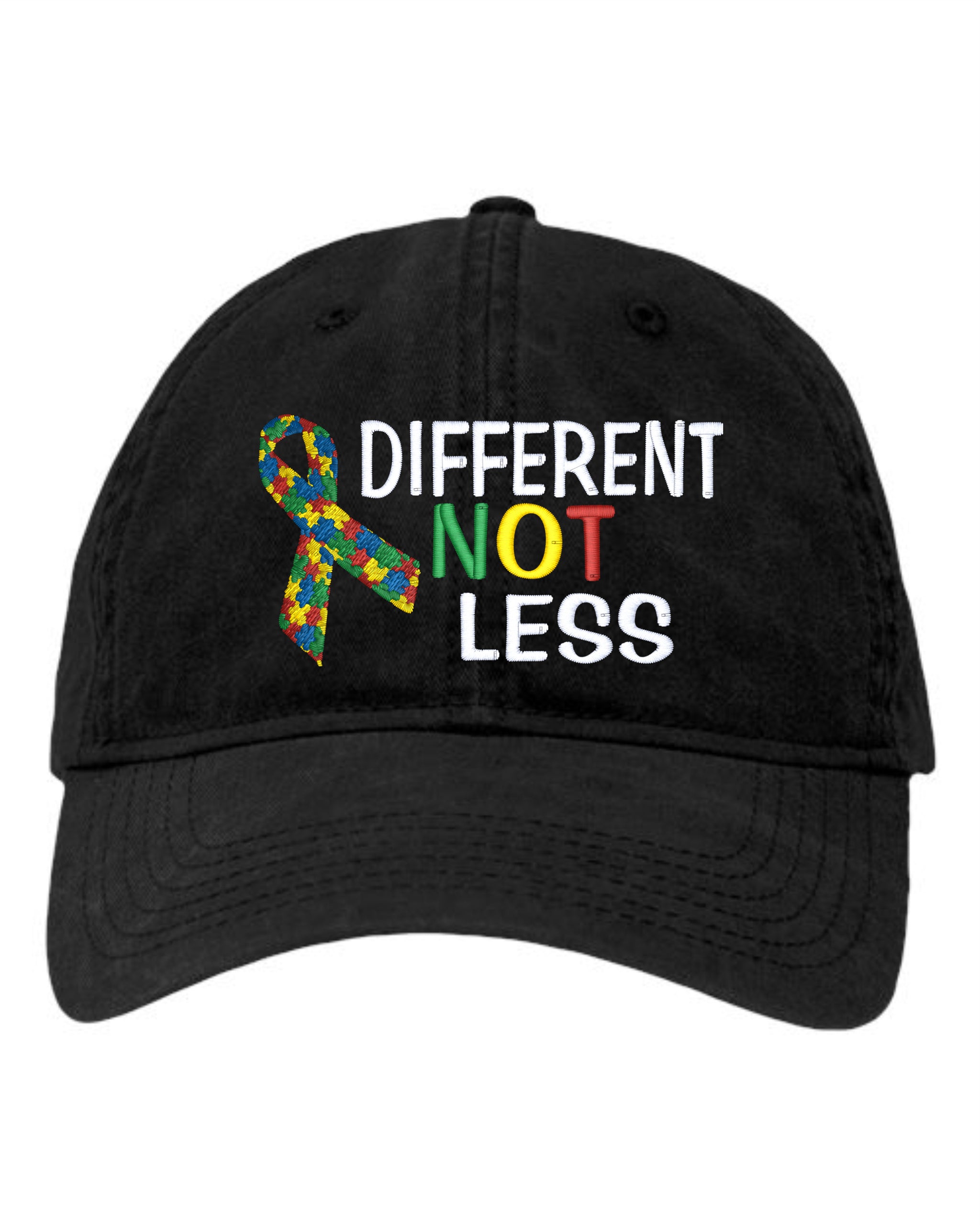 Different Not Less Autism Awareness Ribbon Embroidered Deluxe Dad Hat