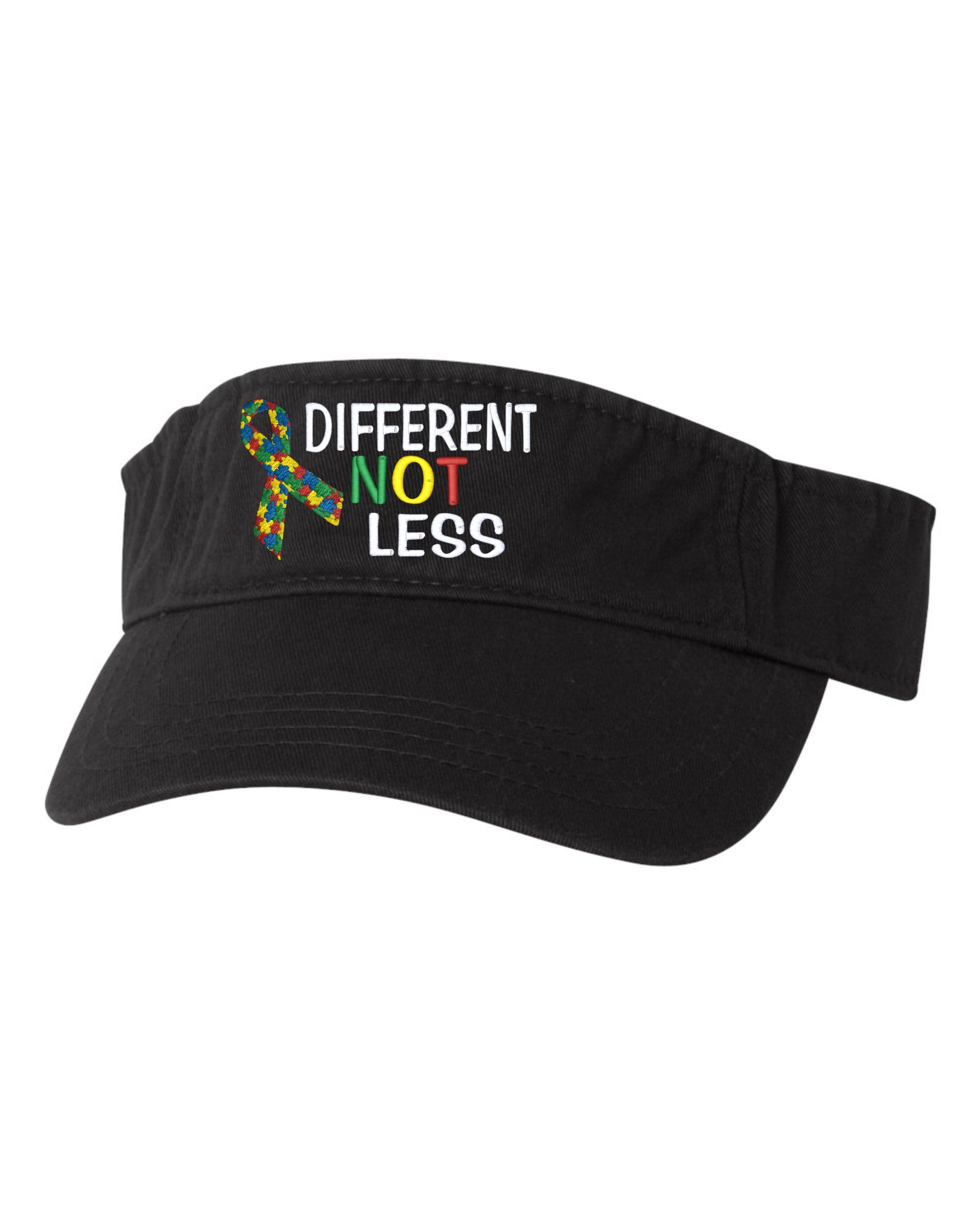 Different Not Less Autism Awareness Ribbon Embroidered Visor Dad Hat