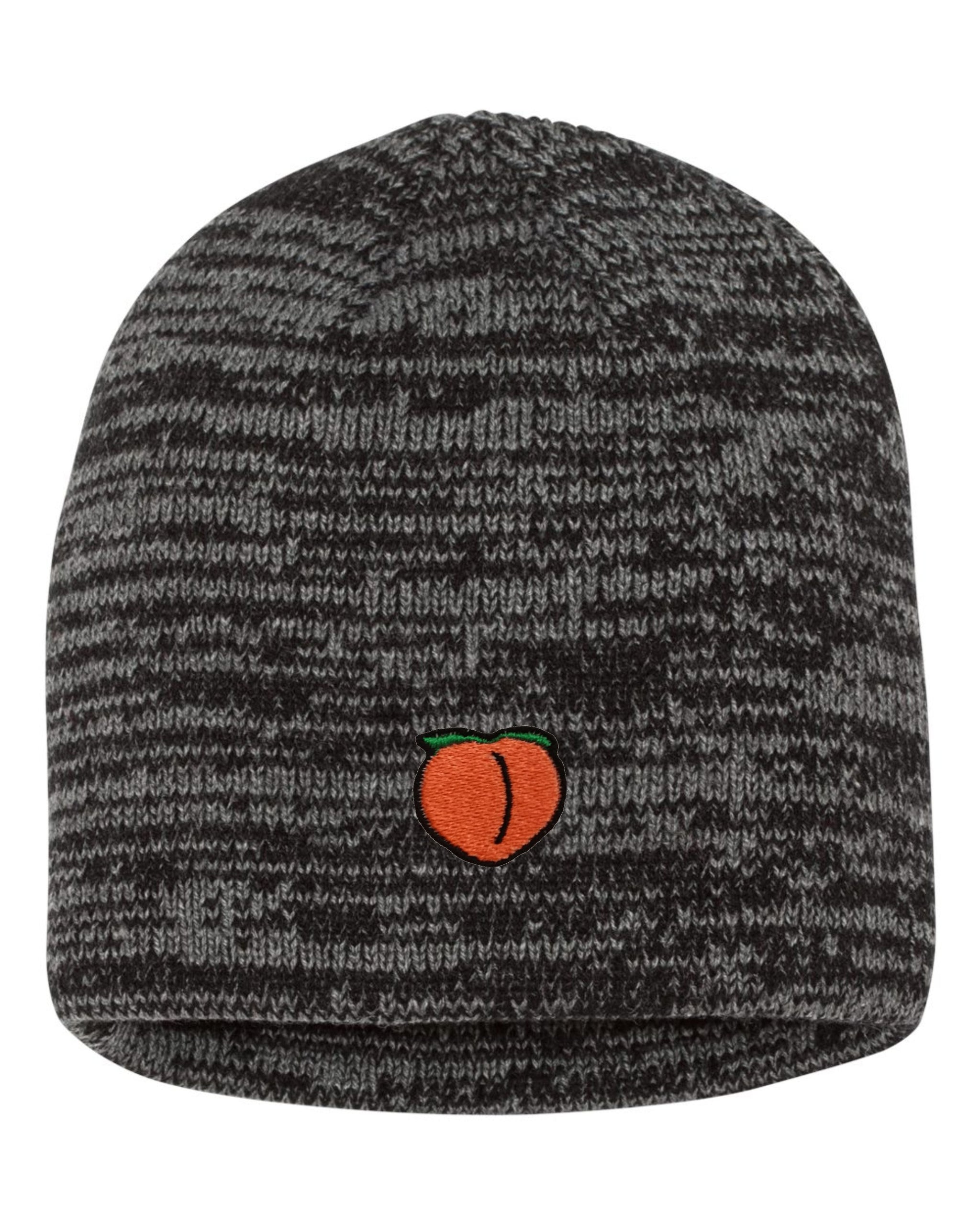 Peach Icon Embroidered Knit Beanie Cap