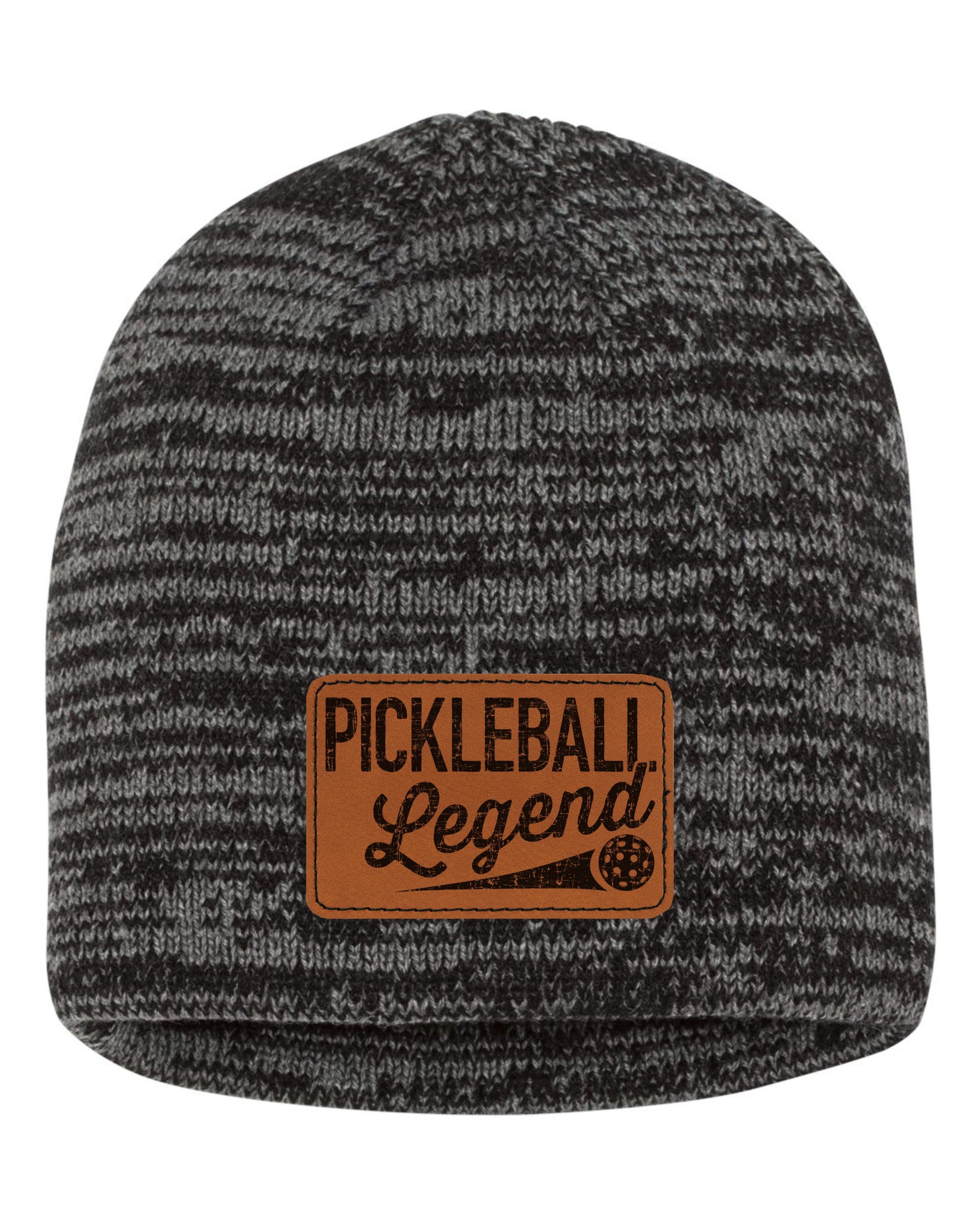 Pickleball Legend Leather Patch Embroidered Knit Beanie Cap
