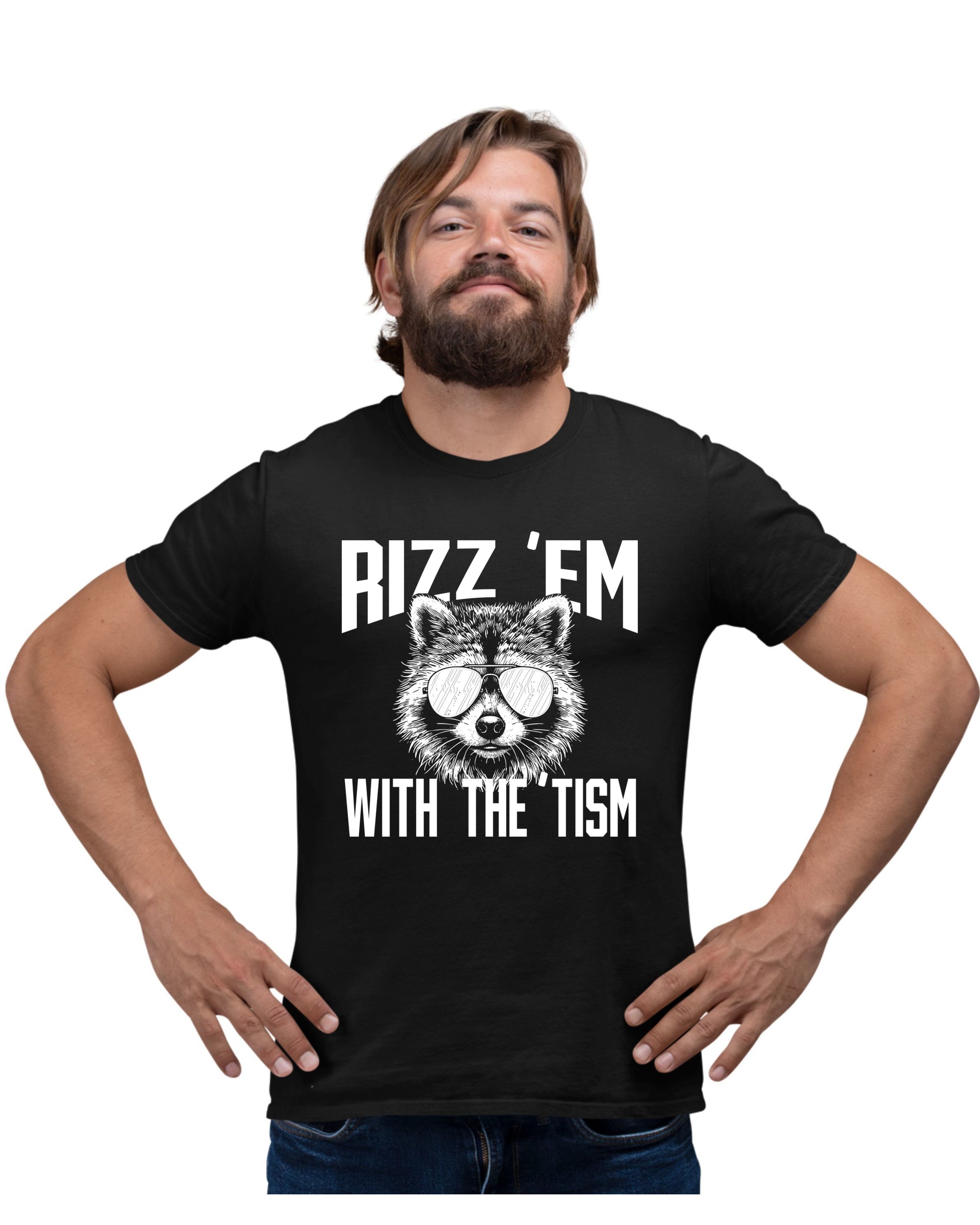 Rizz Em With The Tism Funny Raccoon Autism Novelty Graphic Unisex T-Sh