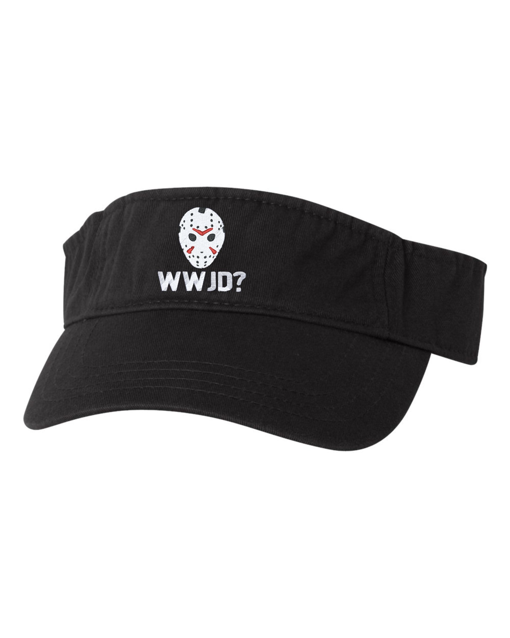 WWJD? What Would Jason Do Funny Horror Movie Embroidered Visor Dad Hat