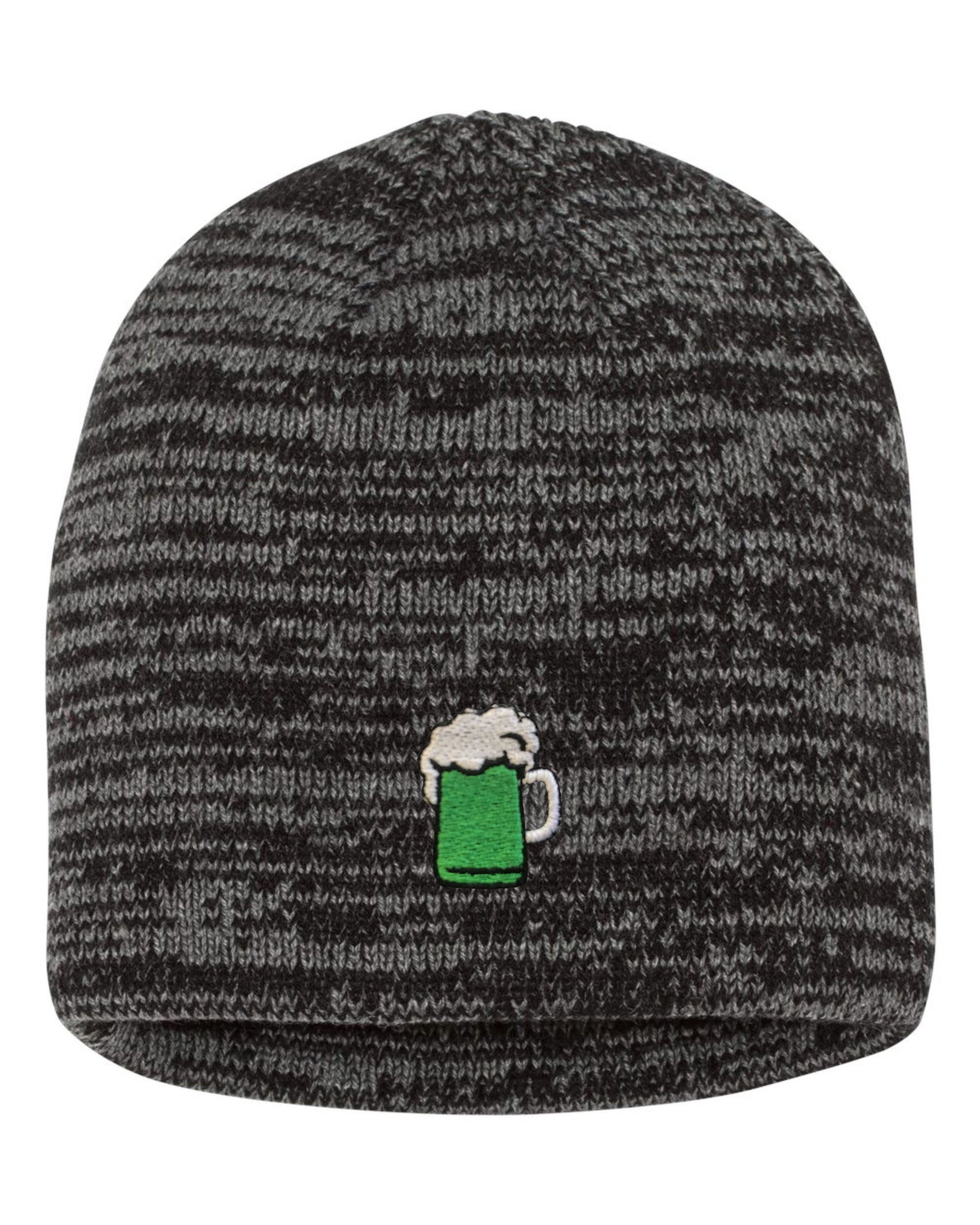 Green Beer St. Patrick's Day Embroidered Knit Beanie Cap