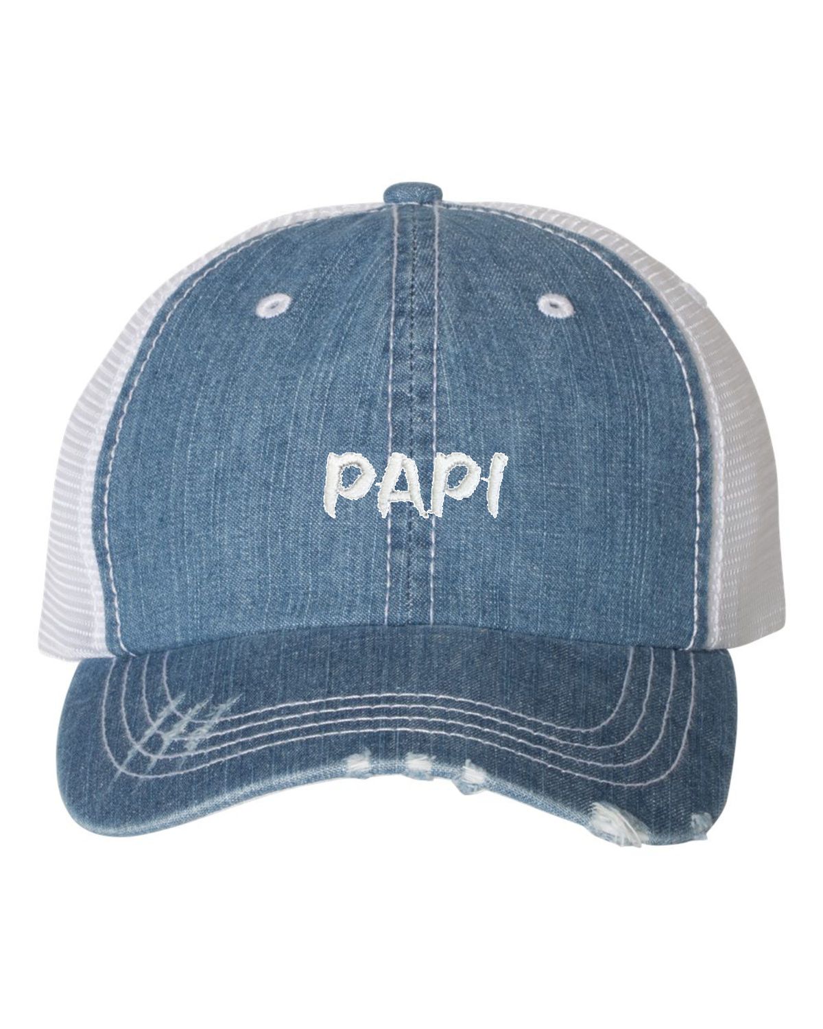 Papi Embroidered Distressed Trucker Cap
