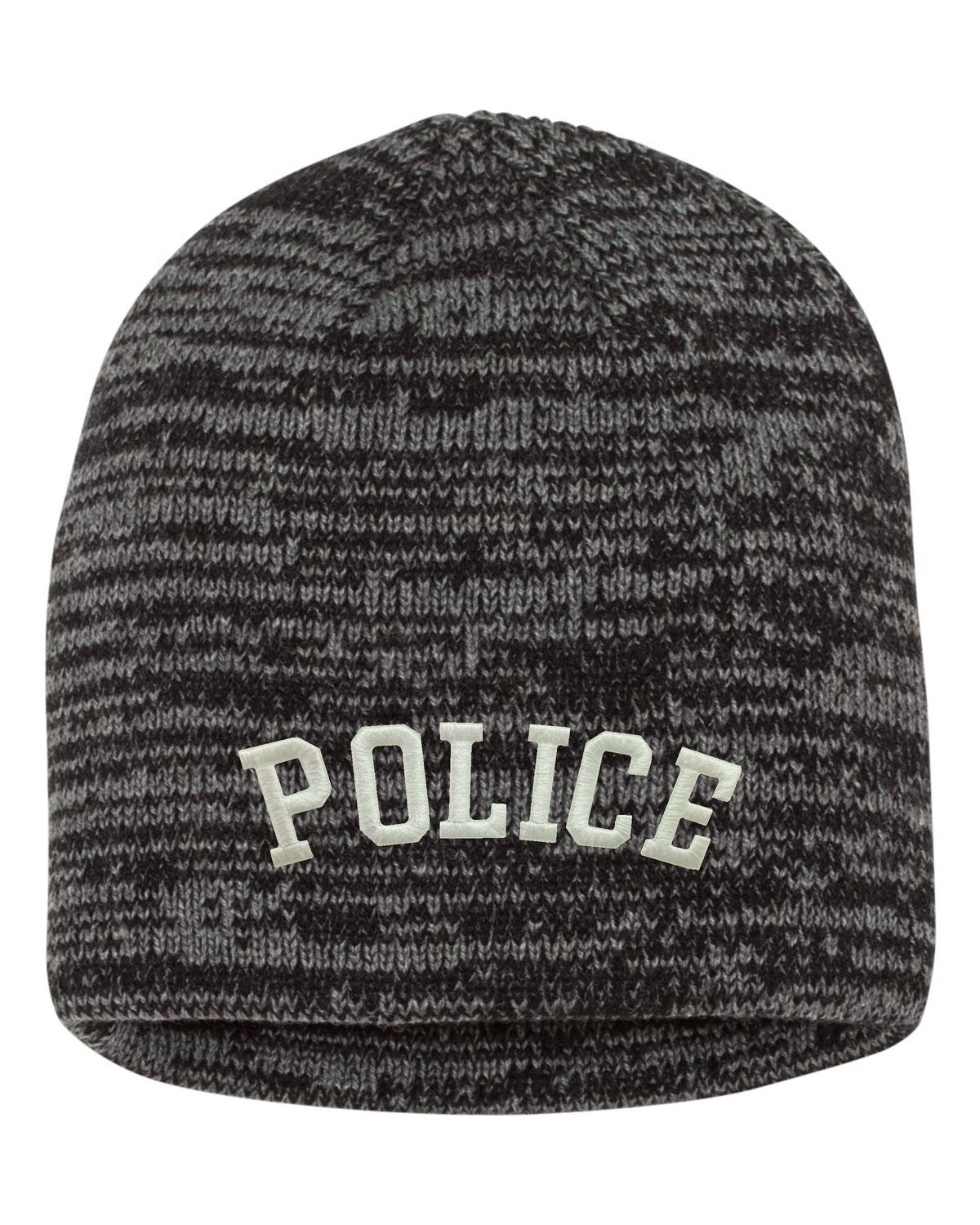 Police Embroidered Knit Beanie Cap