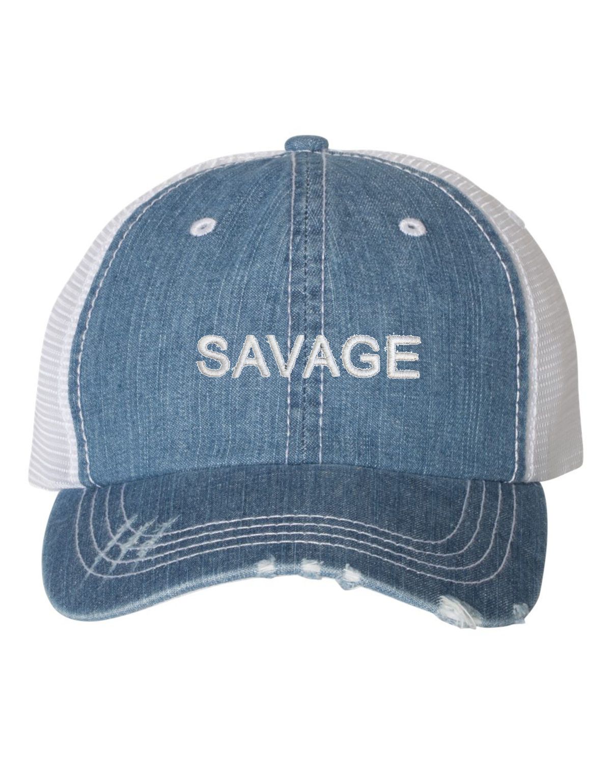 Savage Embroidered Distressed Trucker Cap