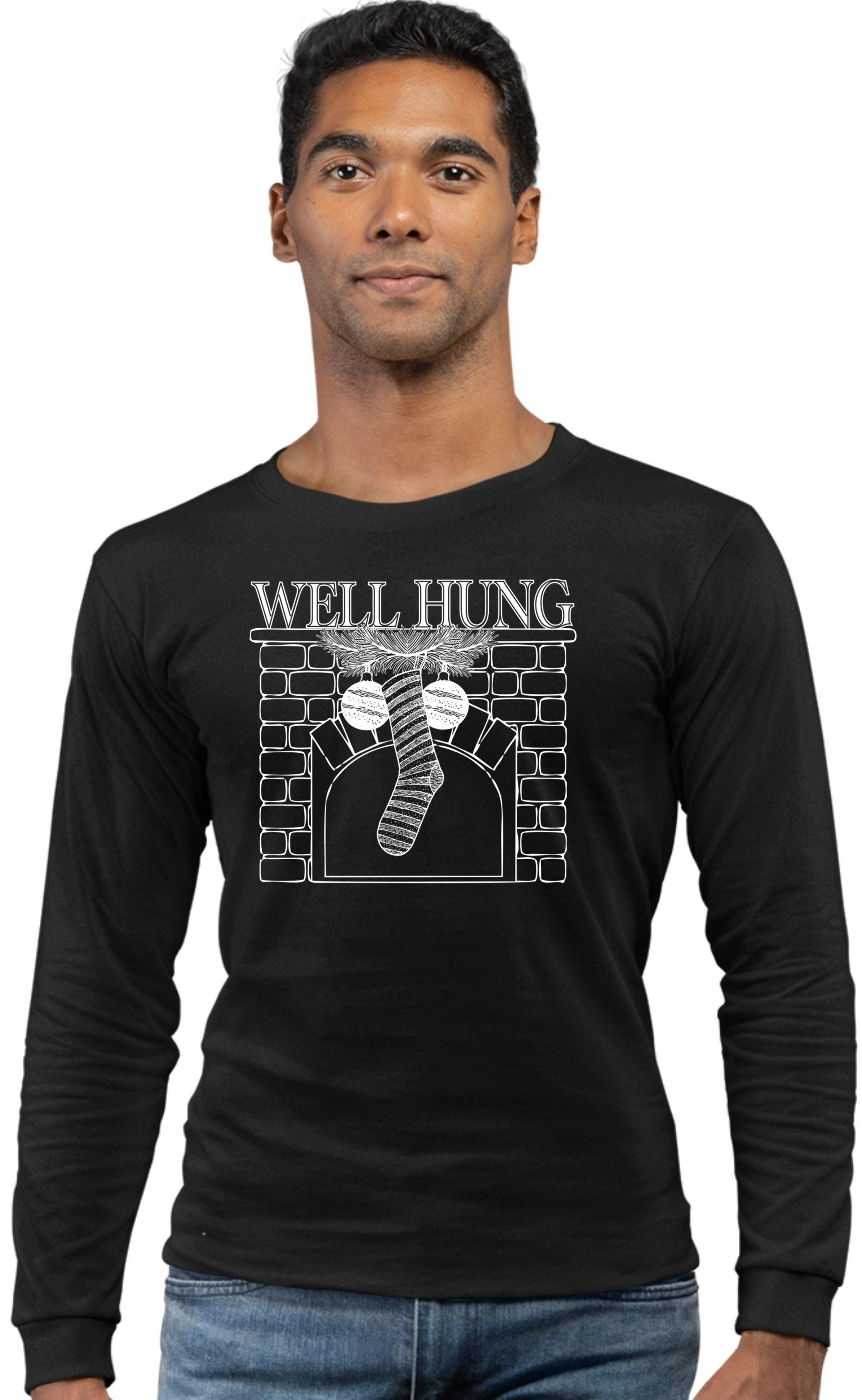 Well Hung Funny Christmas Stocking Unisex Long Sleeve T-Shirt